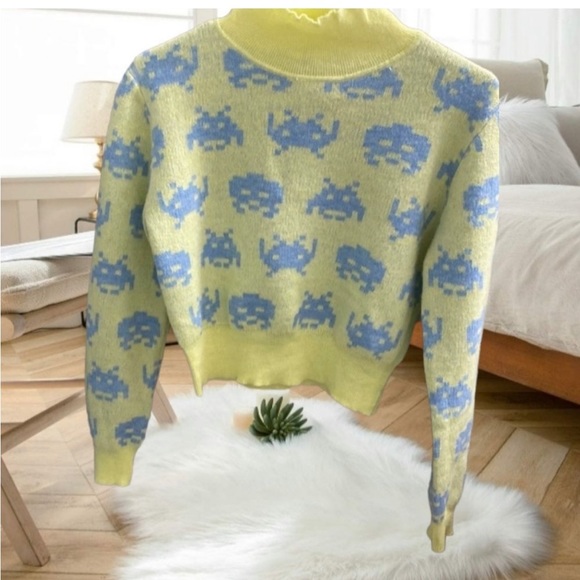 Zara | Sweaters | Zara Jacquard Knit Mock Neck Turtleneck Sweater Taito ...